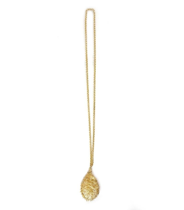 Colar Gota - colar aramado em metal dourado tipo teia - Brir Acessórios ...